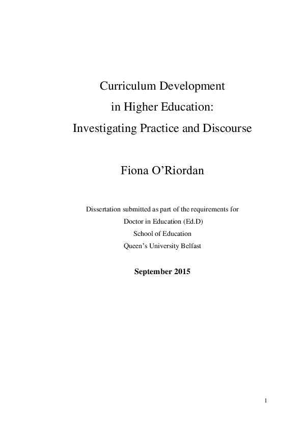 (PDF) Curriculum Development in Higher Education: Investigating ...