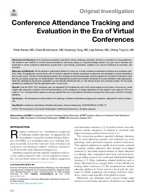 (PDF) Conference Attendance Tracking and Evaluation in the Era of ...
