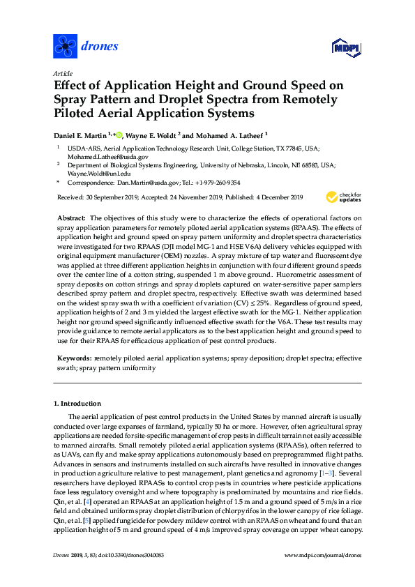 (PDF) Effect of Application Height and Ground Speed on Spray Pattern ...