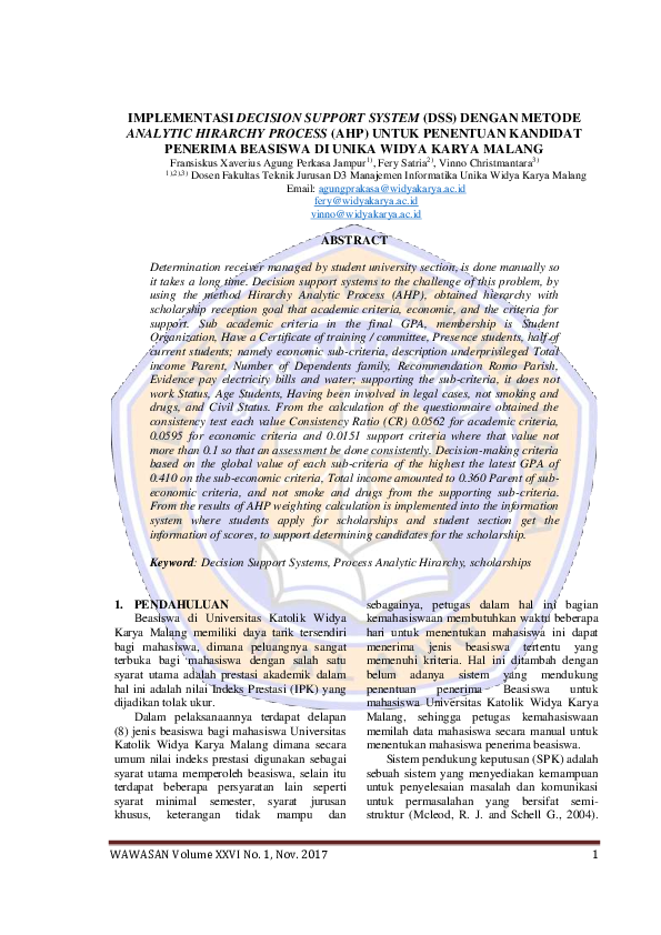 Implementasi Decision Support System (DSS) Dengan Metode Analytic ...