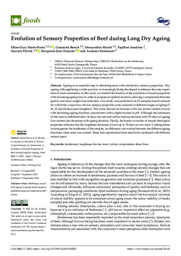 (PDF) Evolution of Sensory Properties of Beef during Long Dry Ageing ...