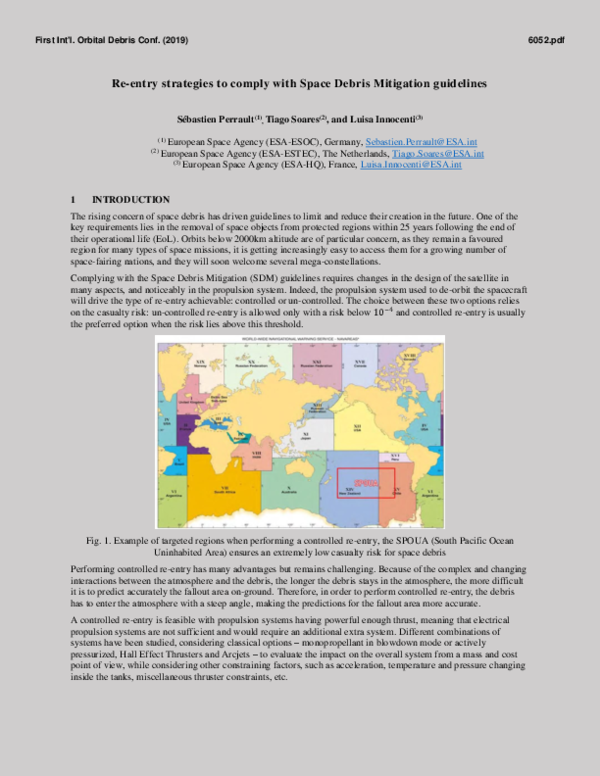 (PDF) Re-entry strategies to comply with Space Debris Mitigation guidelines