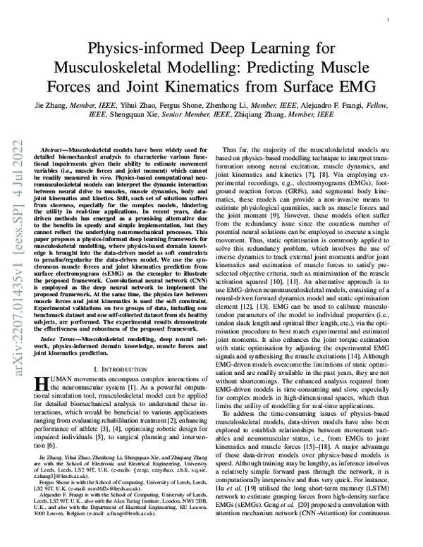 (PDF) Physics-informed Deep Learning for Musculoskeletal Modelling: Predicting Muscle Forces and ...