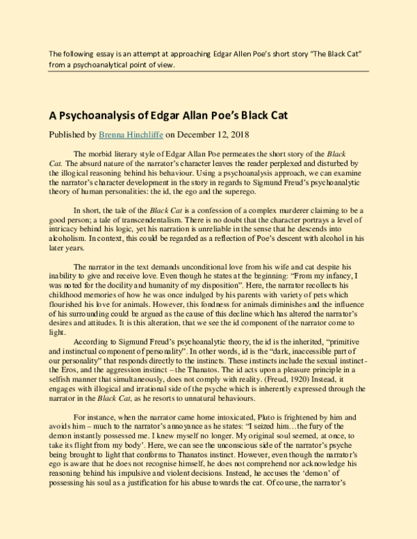 (PDF) A Psychoanalysis of Edgar Allan Poe's Black Cat