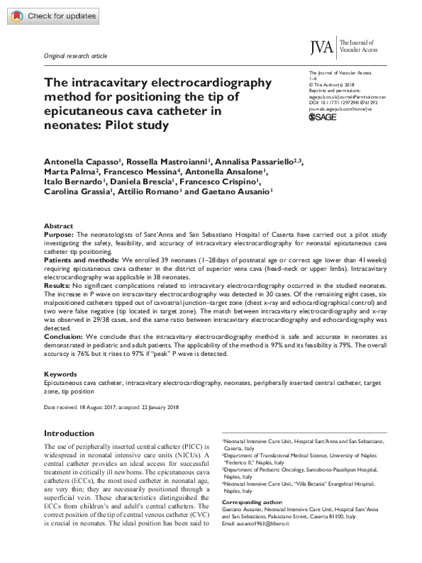(PDF) The intracavitary electrocardiography method for positioning the ...