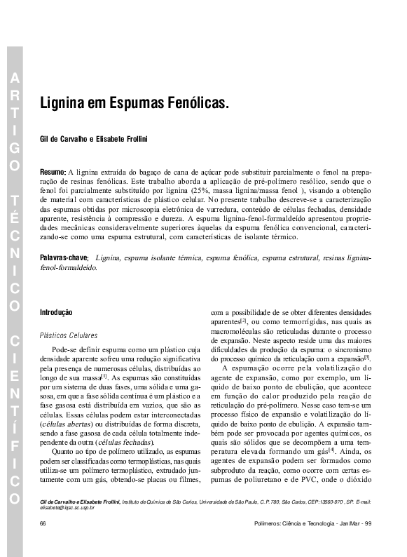 (PDF) Lignina em espumas fenólicas