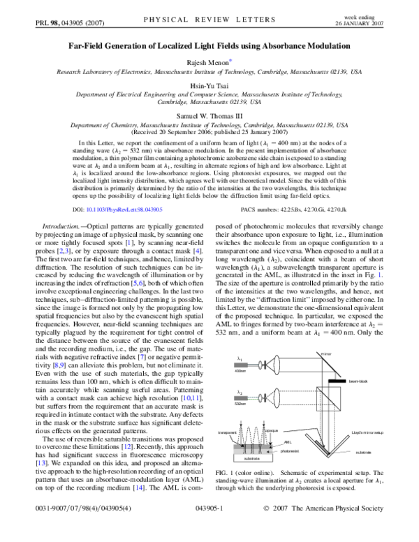 (PDF) Far-Field Generation of Localized Light Fields using Absorbance ...