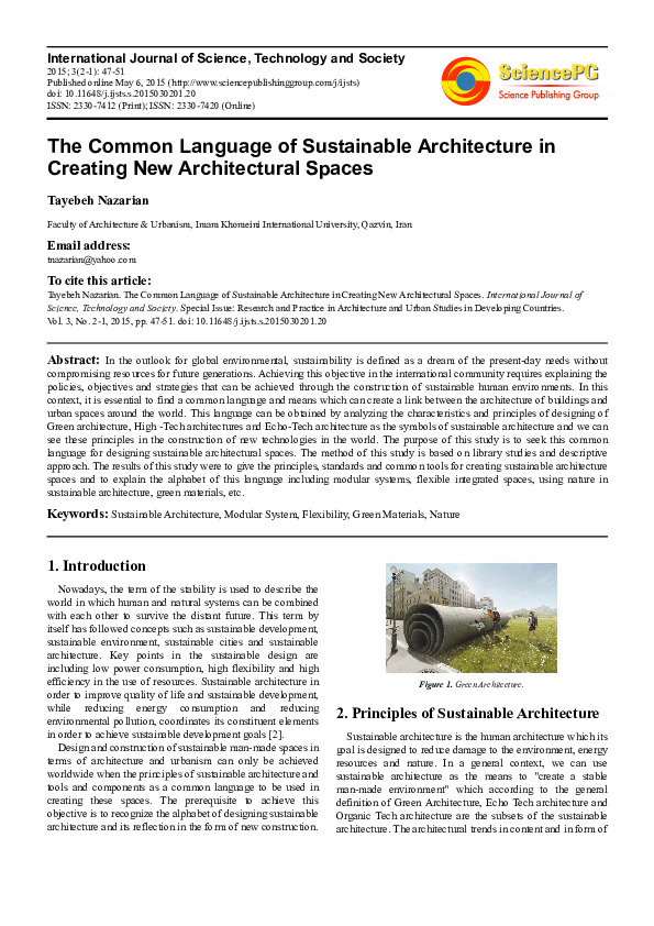 (PDF) The Common Language of Sustainable Architecture in Creating New ...