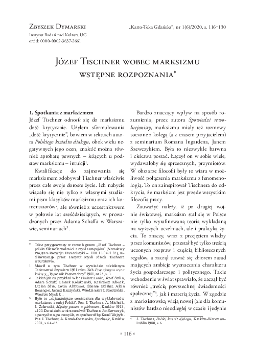 (PDF) Józef Tischner wobec marksizmu. Wstępne rozpoznania