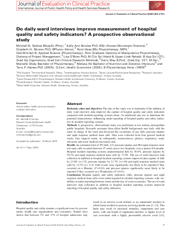 (PDF) Do daily ward interviews improve measurement of hospital quality ...