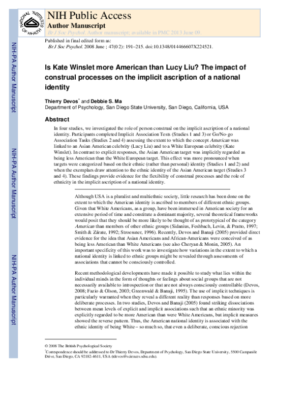 (PDF) Is Kate Winslet more American than Lucy Liu? The impact of ...