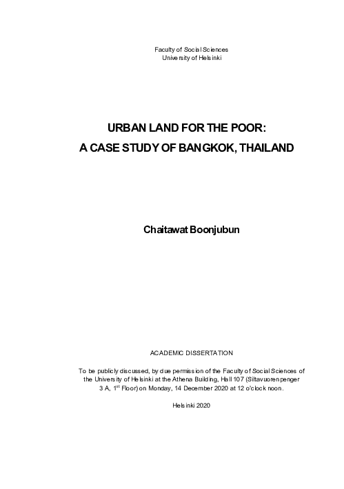 (PDF) Urban Land for the Poor : A Case Study of Bangkok, Thailand