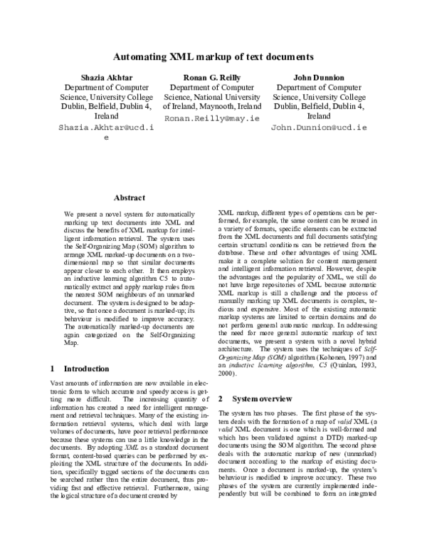 Pdf Automating Xml Markup Of Text Documents