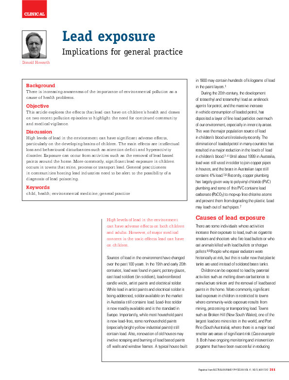 (PDF) Lead exposure--implications for general practice