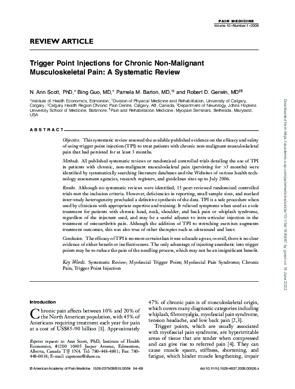 (PDF) Trigger Point Injections for Chronic Non-Malignant ...