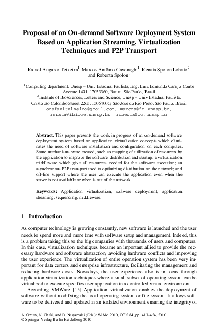 (PDF) Proposal of an On-demand Software Deployment System Based on Application Streaming ...