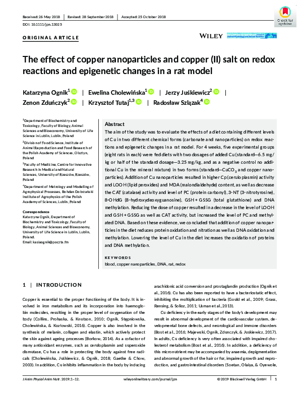 (PDF) The effect of copper nanoparticles and copper (II) salt on redox ...