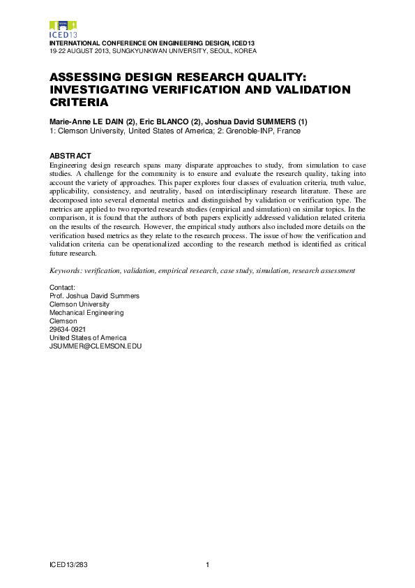 (PDF) Assessing design research quality: Investigating verification and ...