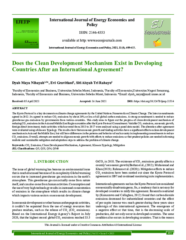(PDF) Does the Clean Development Mechanism Exist in Developing Countries After an International ...