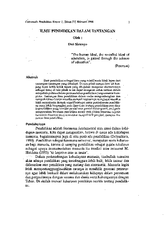 (PDF) Ilmu Pendidikan Dalam Tantangan