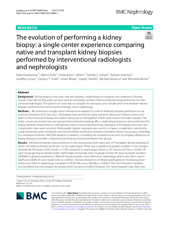 (PDF) The evolution of performing a kidney biopsy: a single center experience comparing native ...