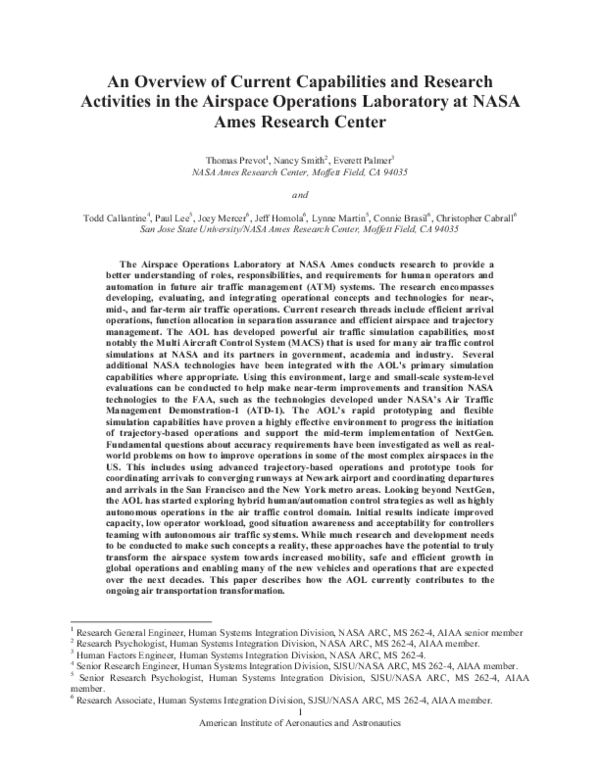 (PDF) An Overview of Current Capabilities and Research Activities in ...