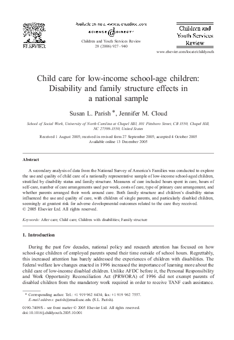 (PDF) Impact of Disability and Family Structure on Child Care Quality