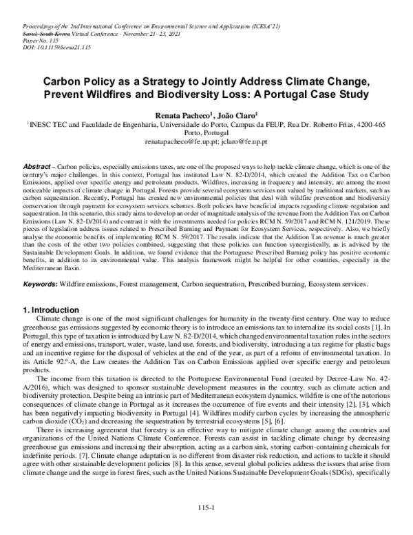(PDF) Carbon Policy as a Strategy to Jointly Address Climate Change ...