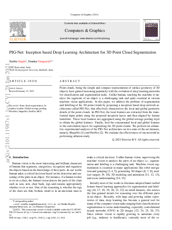 (PDF) PIG-Net: Inception based deep learning architecture for 3D point cloud segmentation