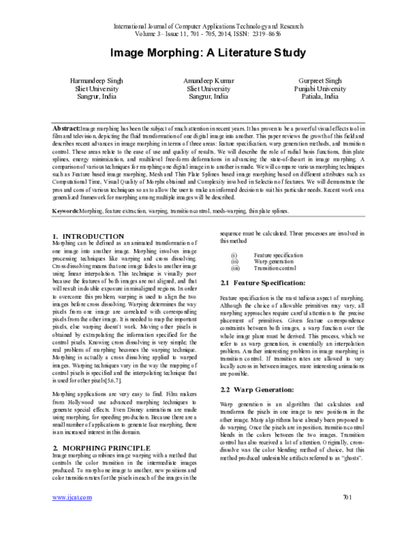(PDF) Image Morphing: A Literature Study