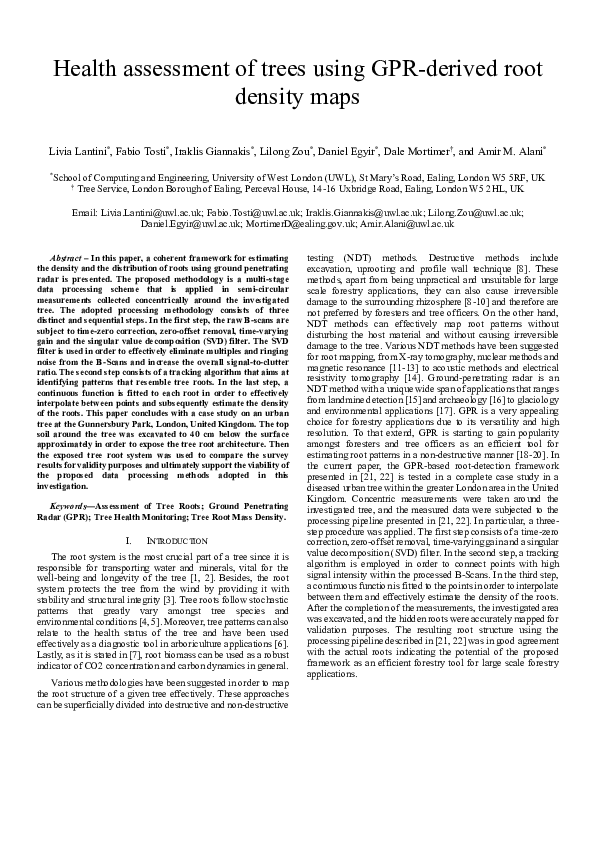 Pdf Health Assessment Of Trees Using Gpr Derived Root Density Maps