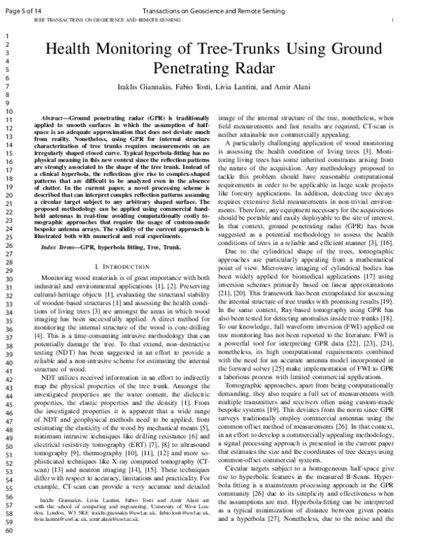 (PDF) Health Monitoring of Tree Trunks Using Ground Penetrating Radar