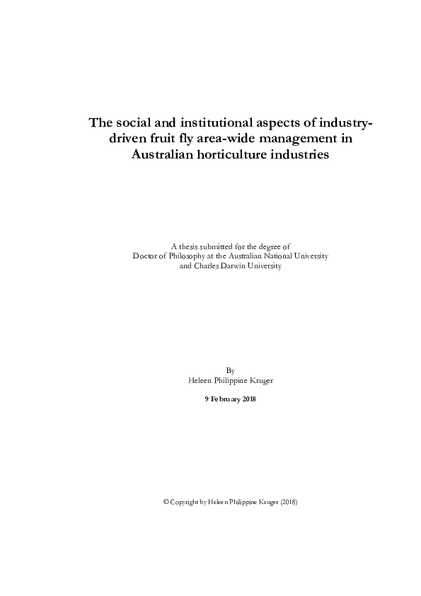 (PDF) The social and institutional aspects of industry-driven fruit fly ...