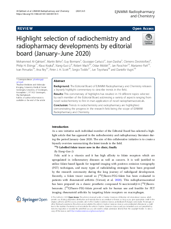 (PDF) Highlight selection of radiochemistry and radiopharmacy ...