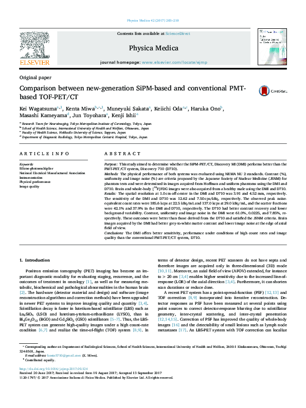 (PDF) Comparison between new-generation SiPM-based and conventional PMT-based TOF-PET/CT