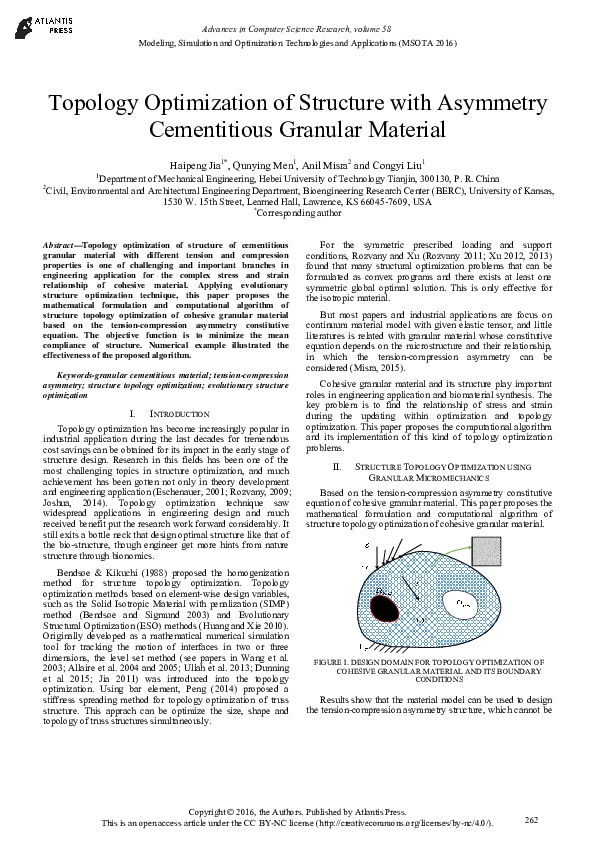 (PDF) Topology Optimization of Structure with Asymmetry Cementitious Granular Material