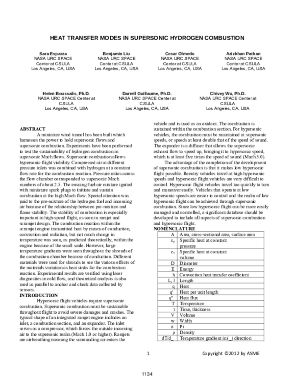 (PDF) Heat transfer modes in supersonic hydrogen combustion