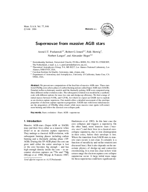 (PDF) Supernovae from massive AGB stars