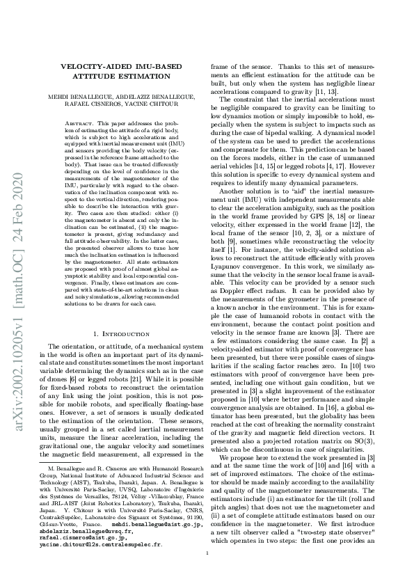 (PDF) Velocity-Aided IMU-Based Attitude Estimation