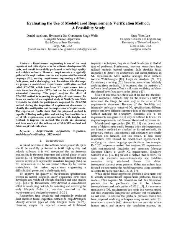 (PDF) Evaluating the use of model-based requirements verification method: A feasibility study
