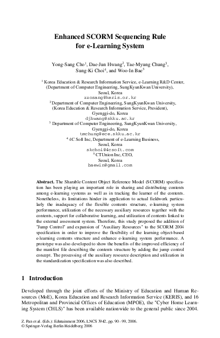 (PDF) Enhanced SCORM Sequencing Rule for e-Learning System