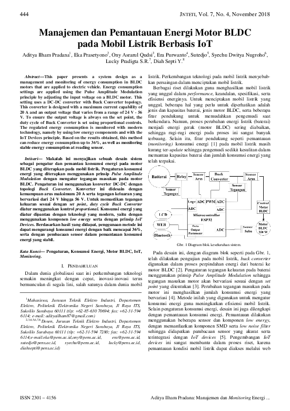 Pdf Manajemen Dan Pemantauan Energi Motor Bldc Pada Mobil Listrik