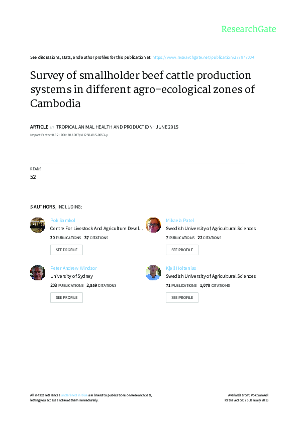 (PDF) Survey of smallholder beef cattle production systems in different ...
