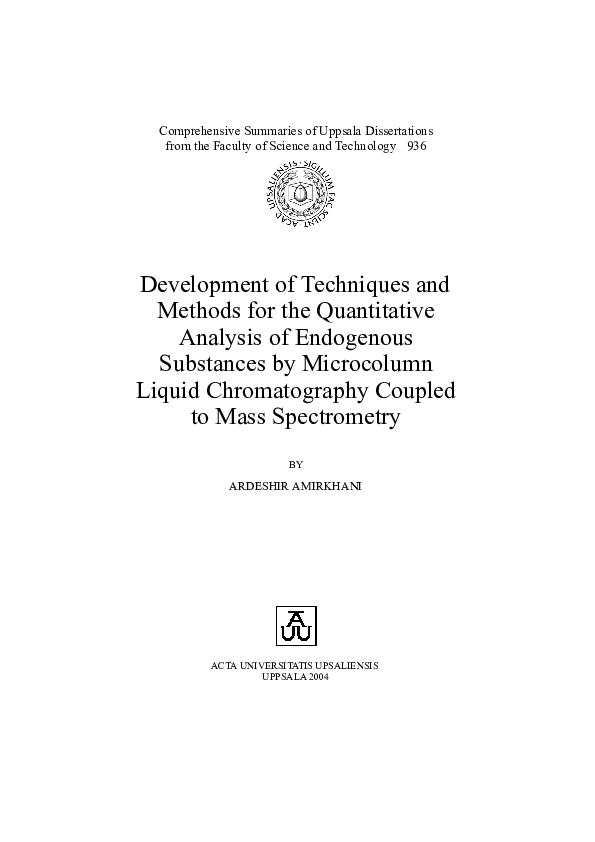 (PDF) Development of Techniques and Methods for the Quantitative ...