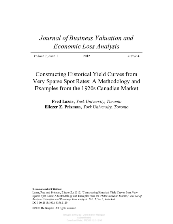 (PDF) Constructing Historical Yield Curves from Very Sparse Spot Rates ...