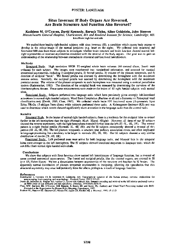 (PDF) Situs Inversus: If Body Organs Are Reversed, Are Brain Structure ...