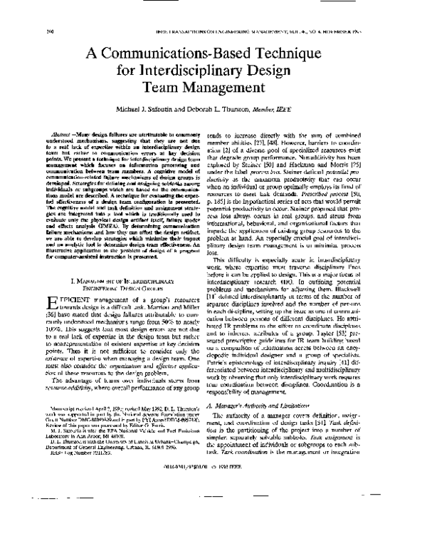 (PDF) A communications-based technique for interdisciplinary design ...