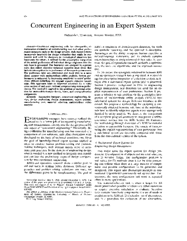 (PDF) Concurrent engineering in an expert system