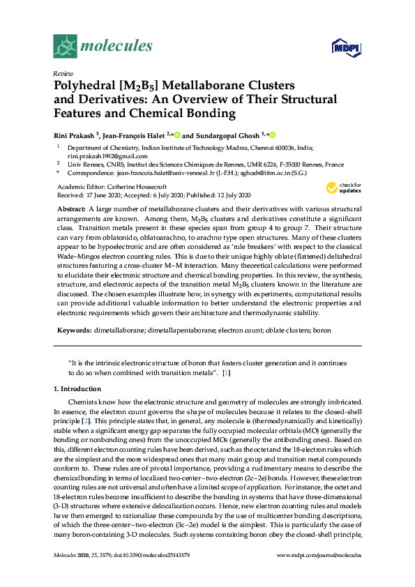 (PDF) Polyhedral [M2B5] Metallaborane Clusters and Derivatives: An ...