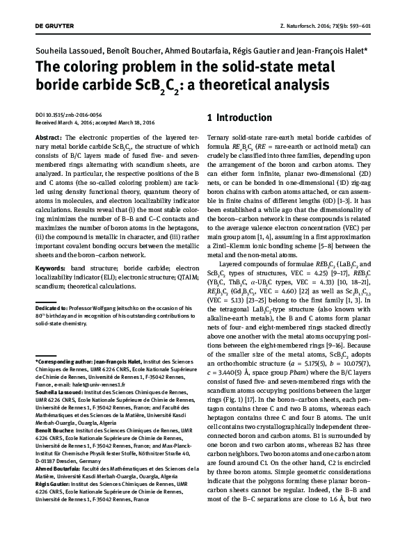 (PDF) The coloring problem in the solid-state metal boride carbide ...